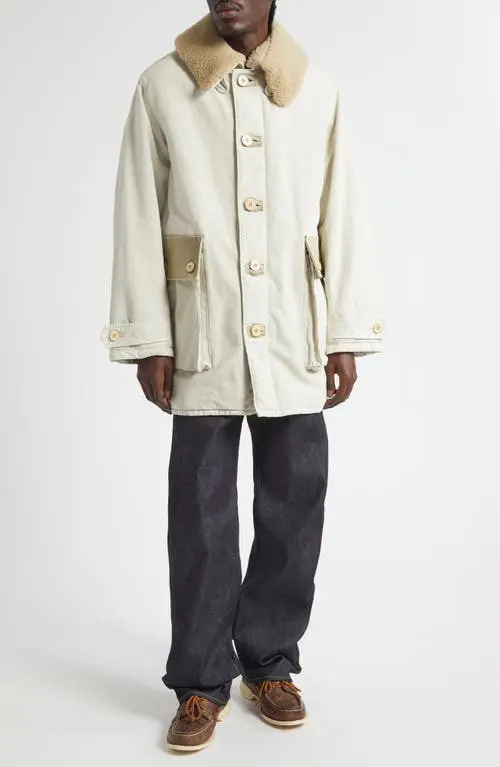 Visvim Winfield Field Coat With Genuine Shearling Collar - Off